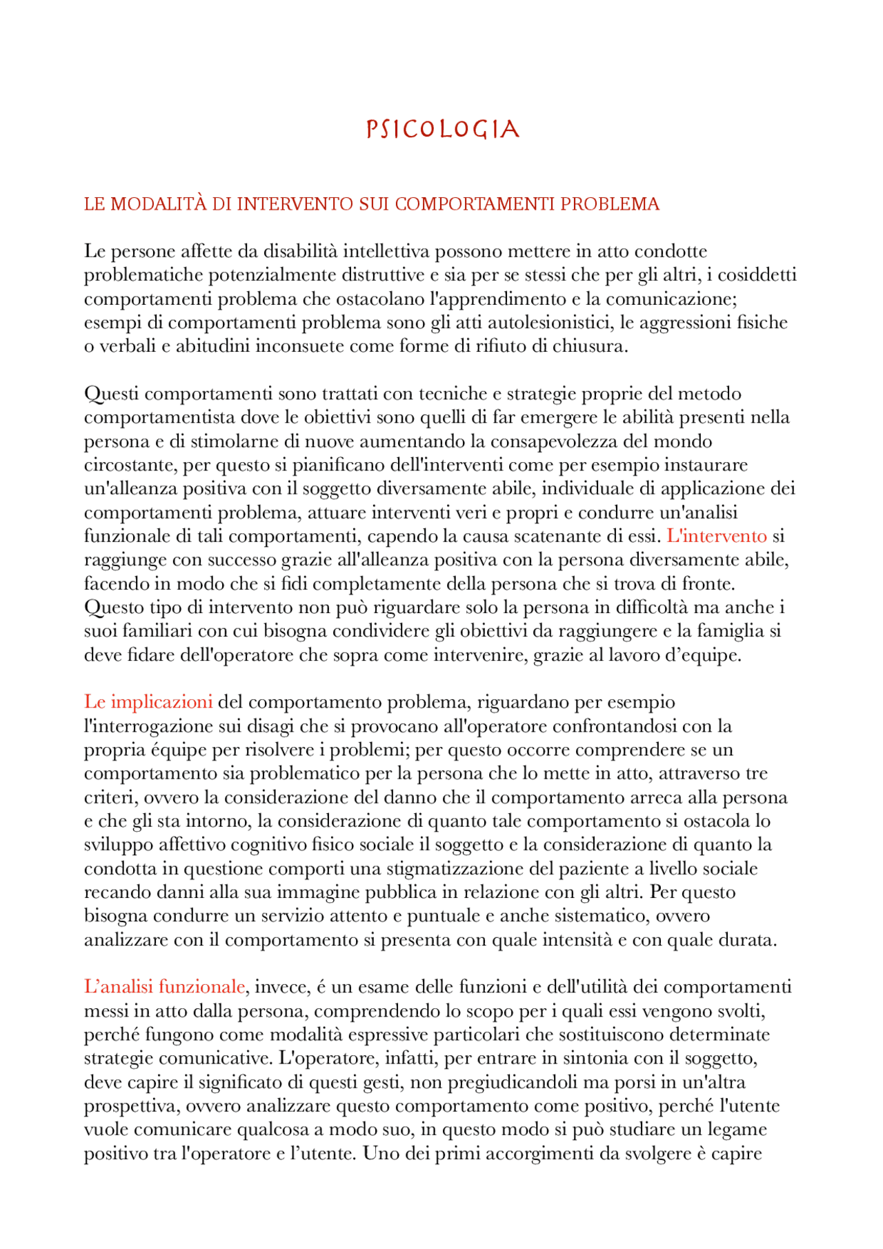 Le Modalità Di Intervento Sui Comportamenti Problema Appunti Di