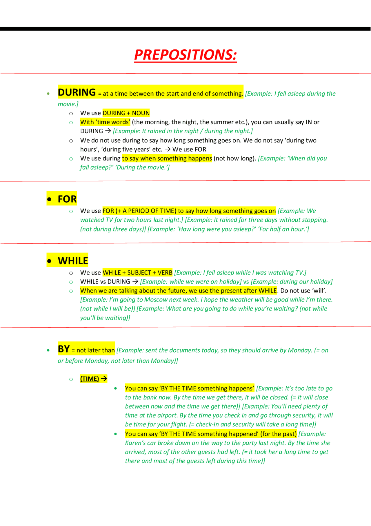 Understanding Prepositions: Correct Use of DURING, FOR, BY, AT, IN, ON, and ADJ + PREP | Study ...