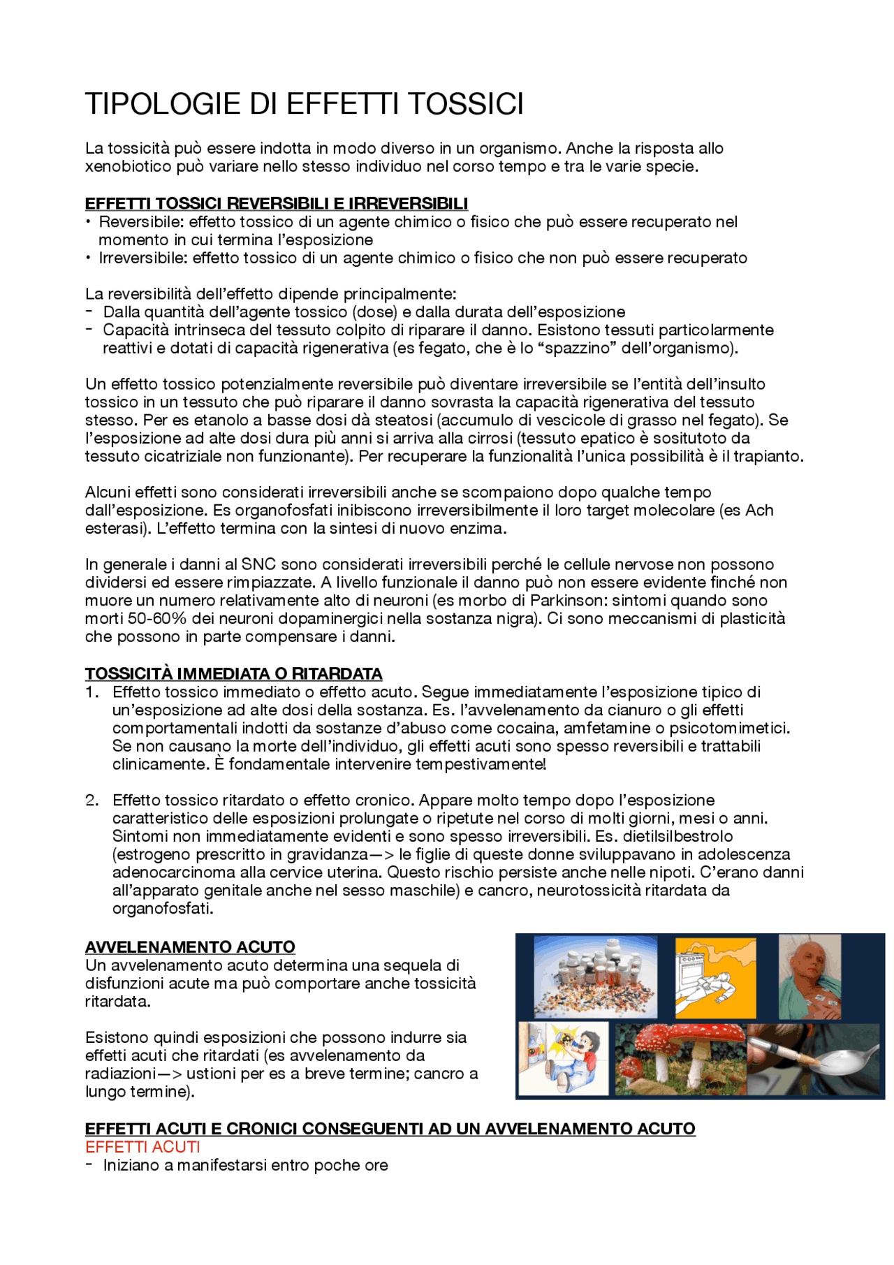 Meccanismi Di Tossicità Dispense Di Tossicologia Docsity