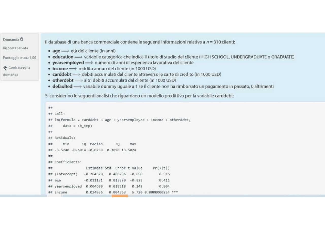 Simulazioni d'esame di BDS | Prove d'esame di Statistica | Docsity