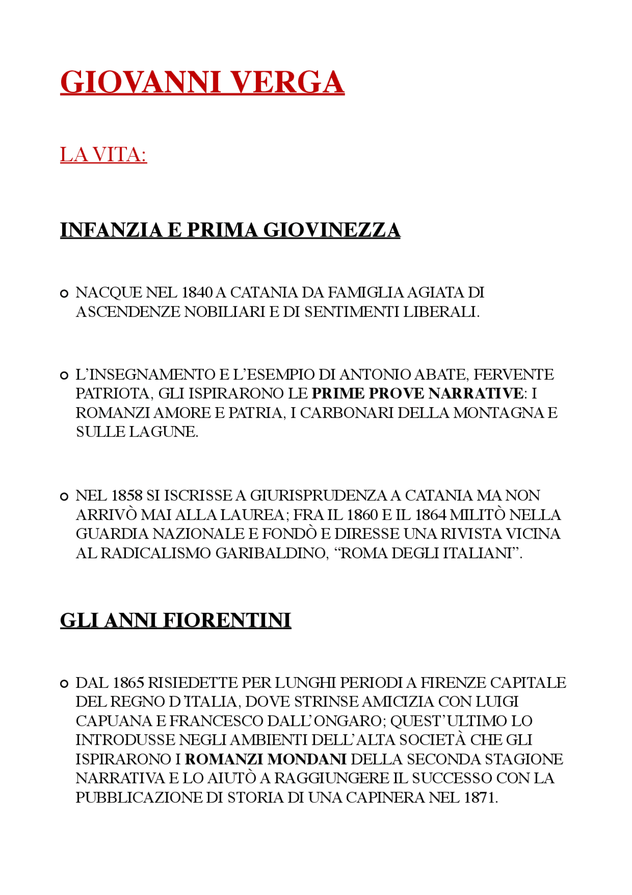 MAPPA CONCETTUALE SU GIOVANNI VERGA | Schemi e mappe concettuali di ...