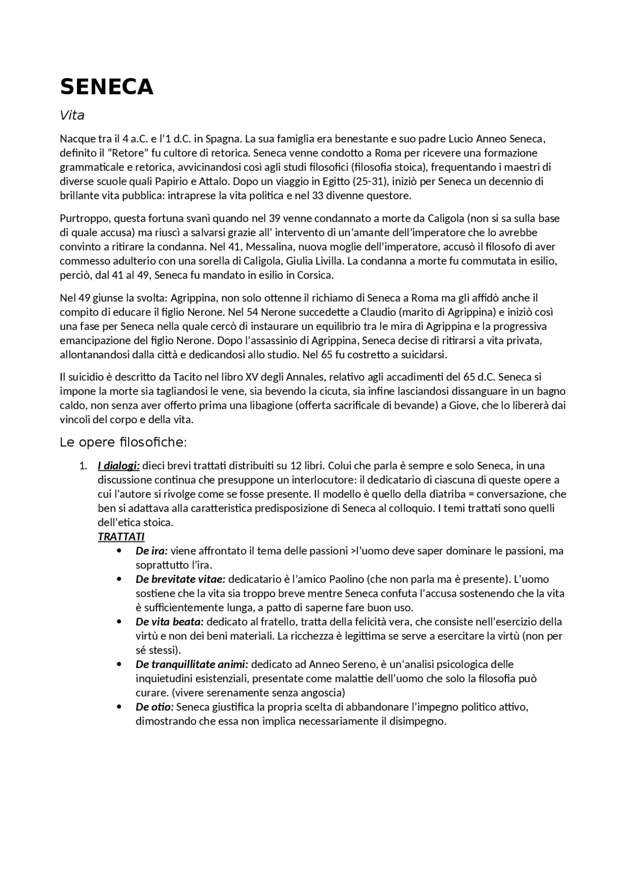 L'autore latino Seneca | Appunti di Latino | Docsity