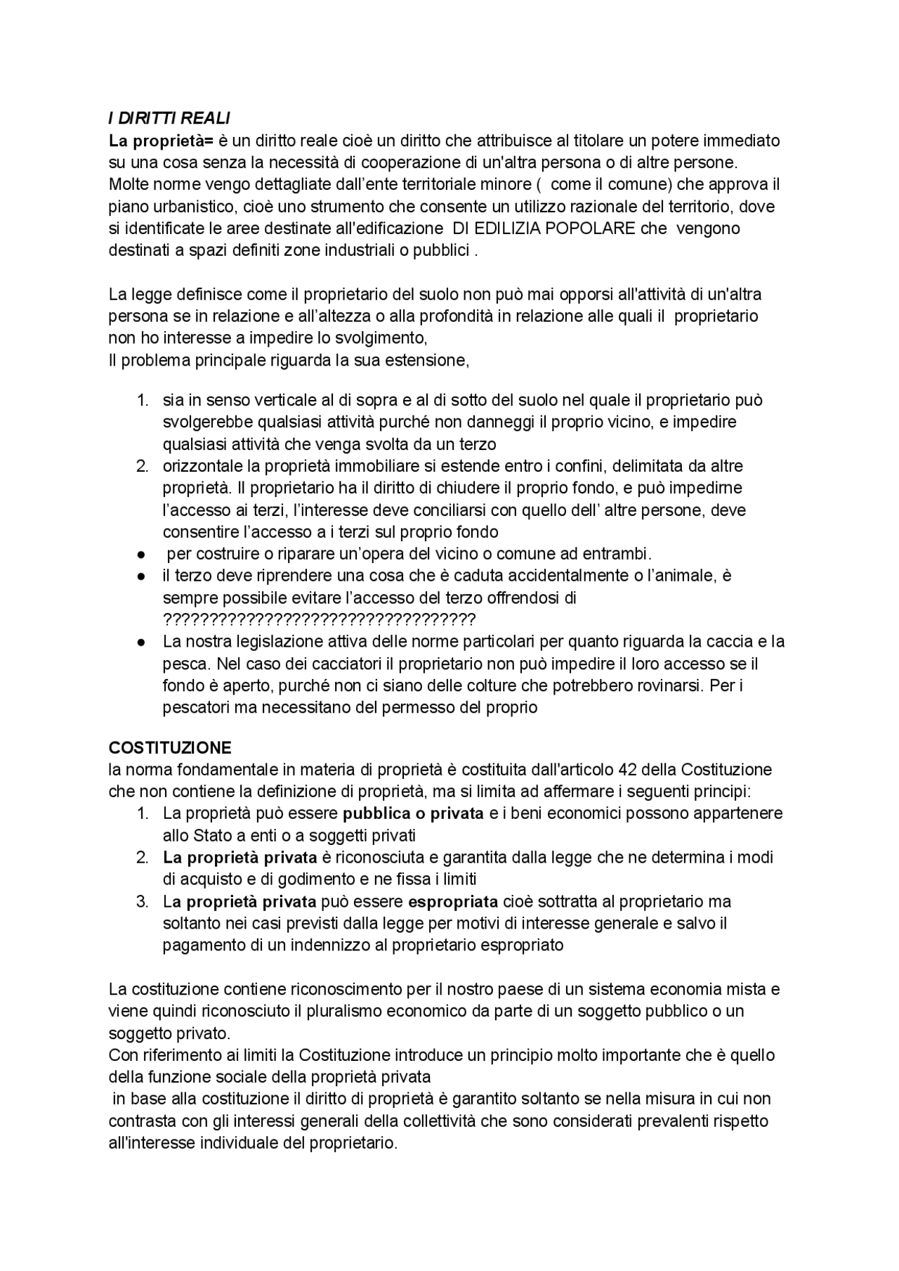 Appunti Di Diritto Su I Diritti Reali Proprietà E Diritti Reali