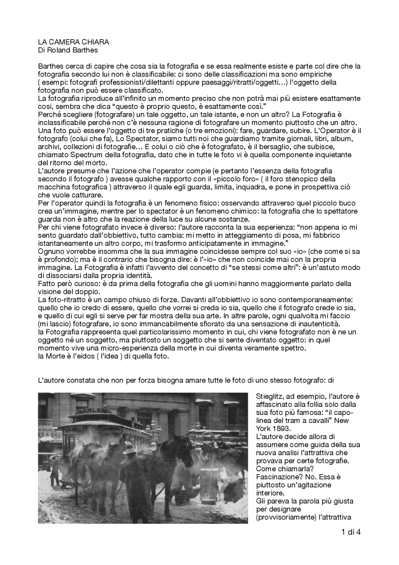 Riassunto Del Libro La Camera Chiara Appunti Di Estetica Docsity