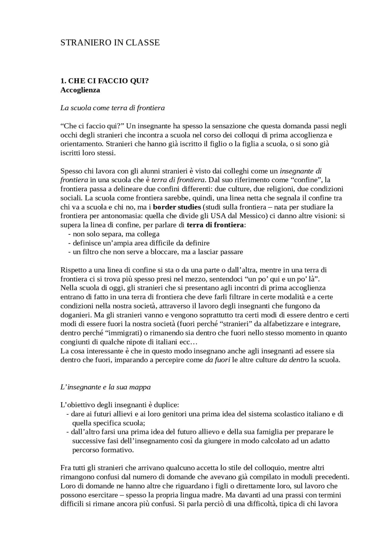 Straniero In Classe Davide Zoletto Appunti Di Pedagogia Docsity
