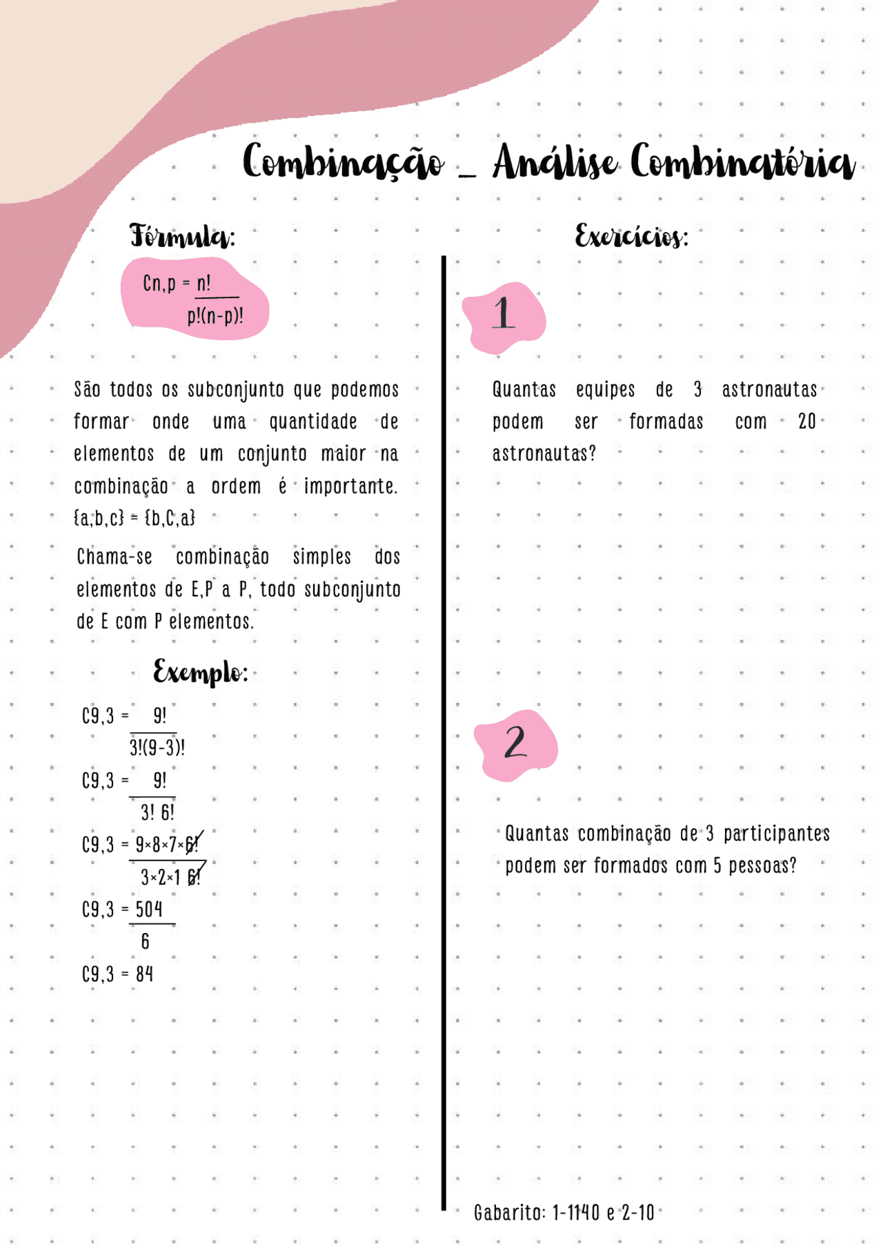 Combinação Simples Análise Combinatória Exercícios Matemática Docsity