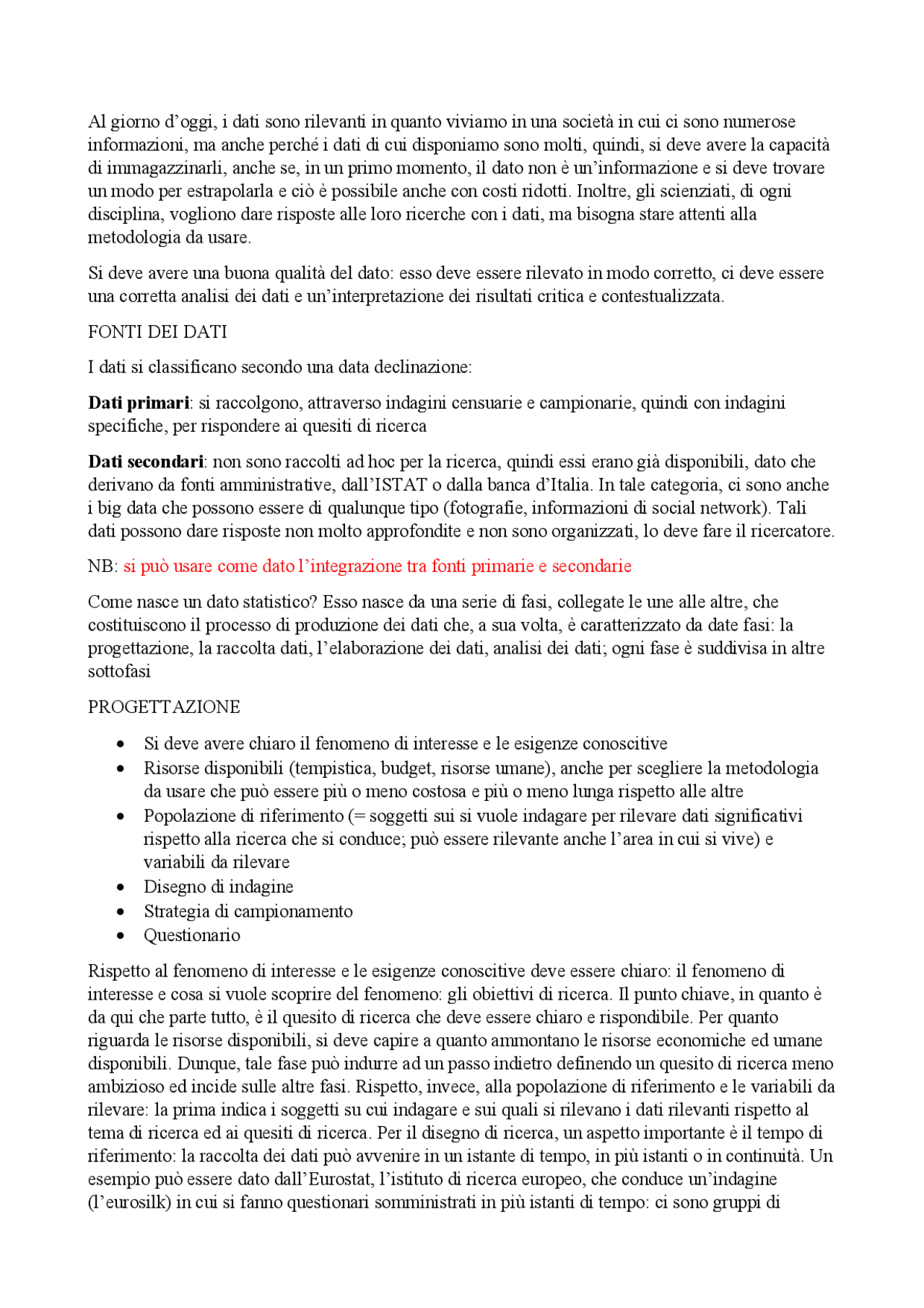 Sbobine Lezione Statistica Sintesi Del Corso Di Statistica Docsity