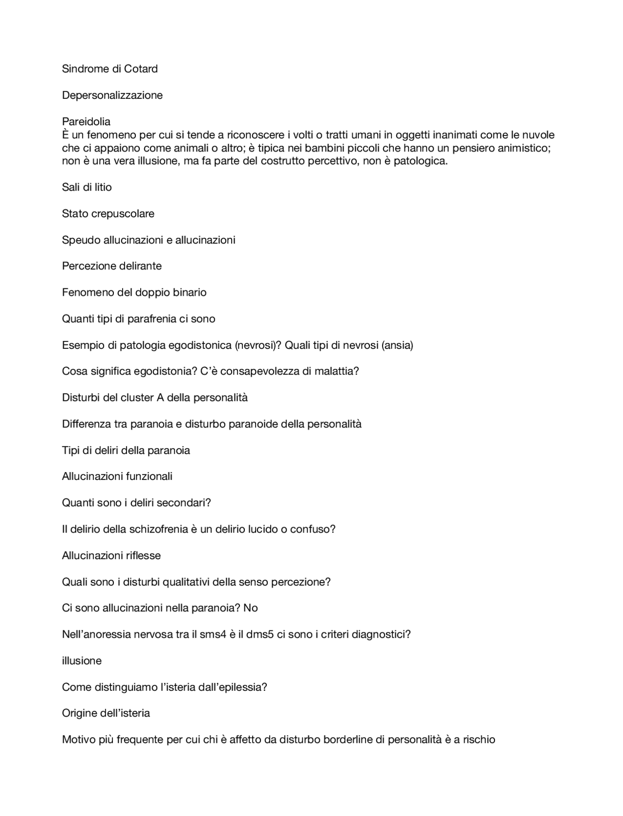 Domande Esame Psichiatria Prove Desame Di Psichiatria Docsity