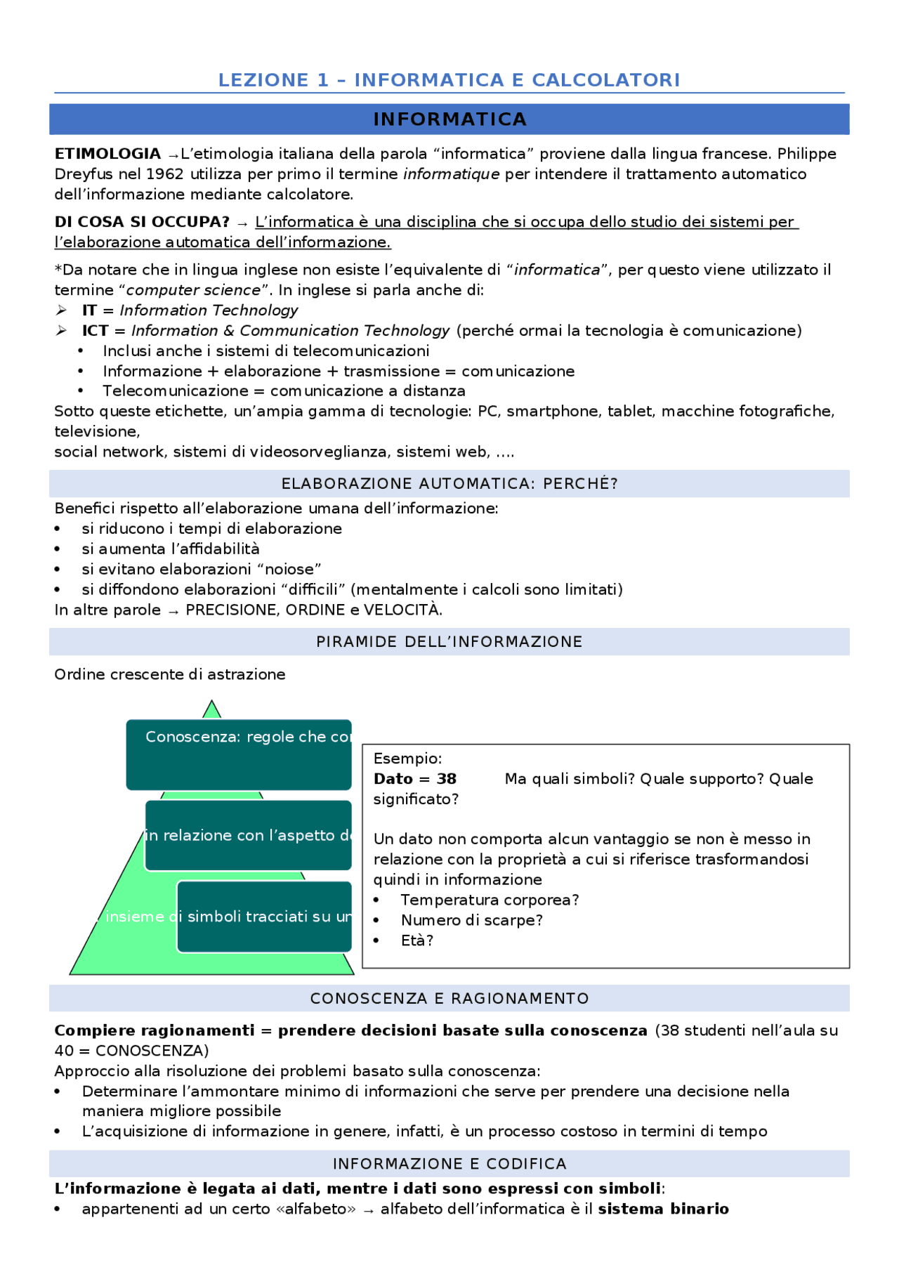 Informatica E Calcolatori Appunti Di Fondamenti Di Informatica Docsity
