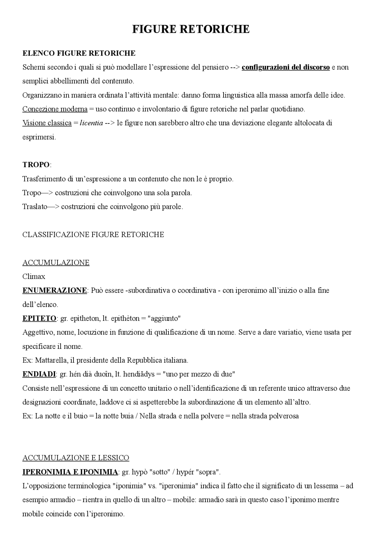 Fig Retoriche Classificazione E Definizione Appunti Di Linguistica