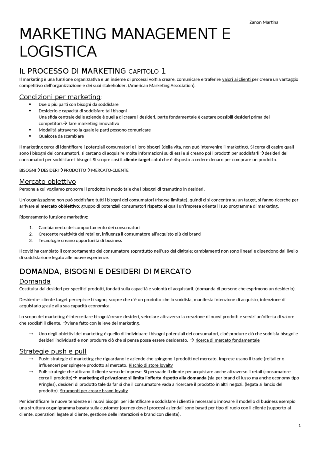 Marketing E Logistica Appunti Di Marketing Docsity