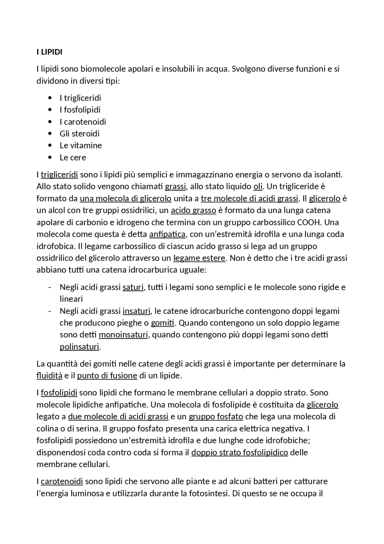 I Lipidi Biologia Appunti Di Biologia Docsity