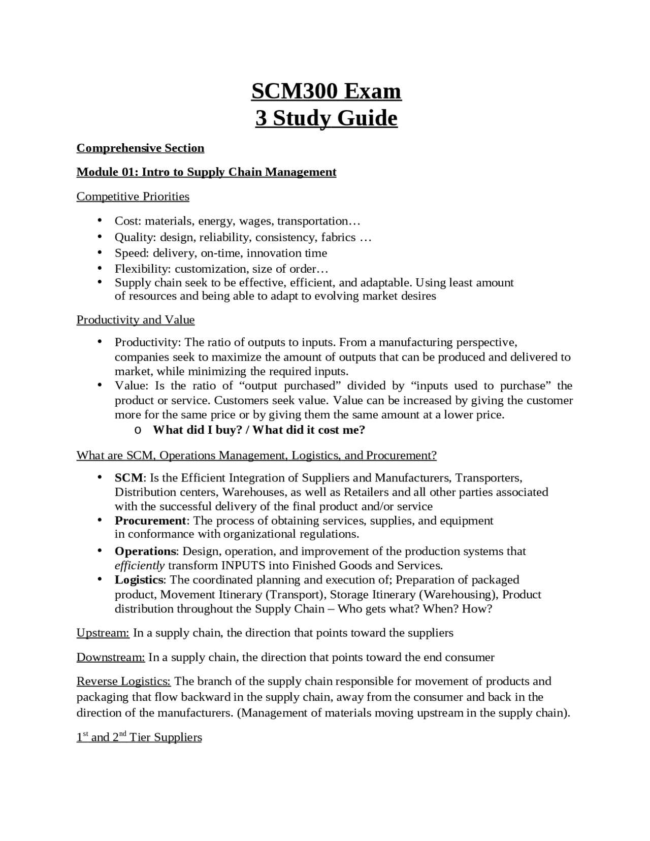 SCM300 Exam 3 Study Guide | Study Guides, Projects, Research Nursing ...