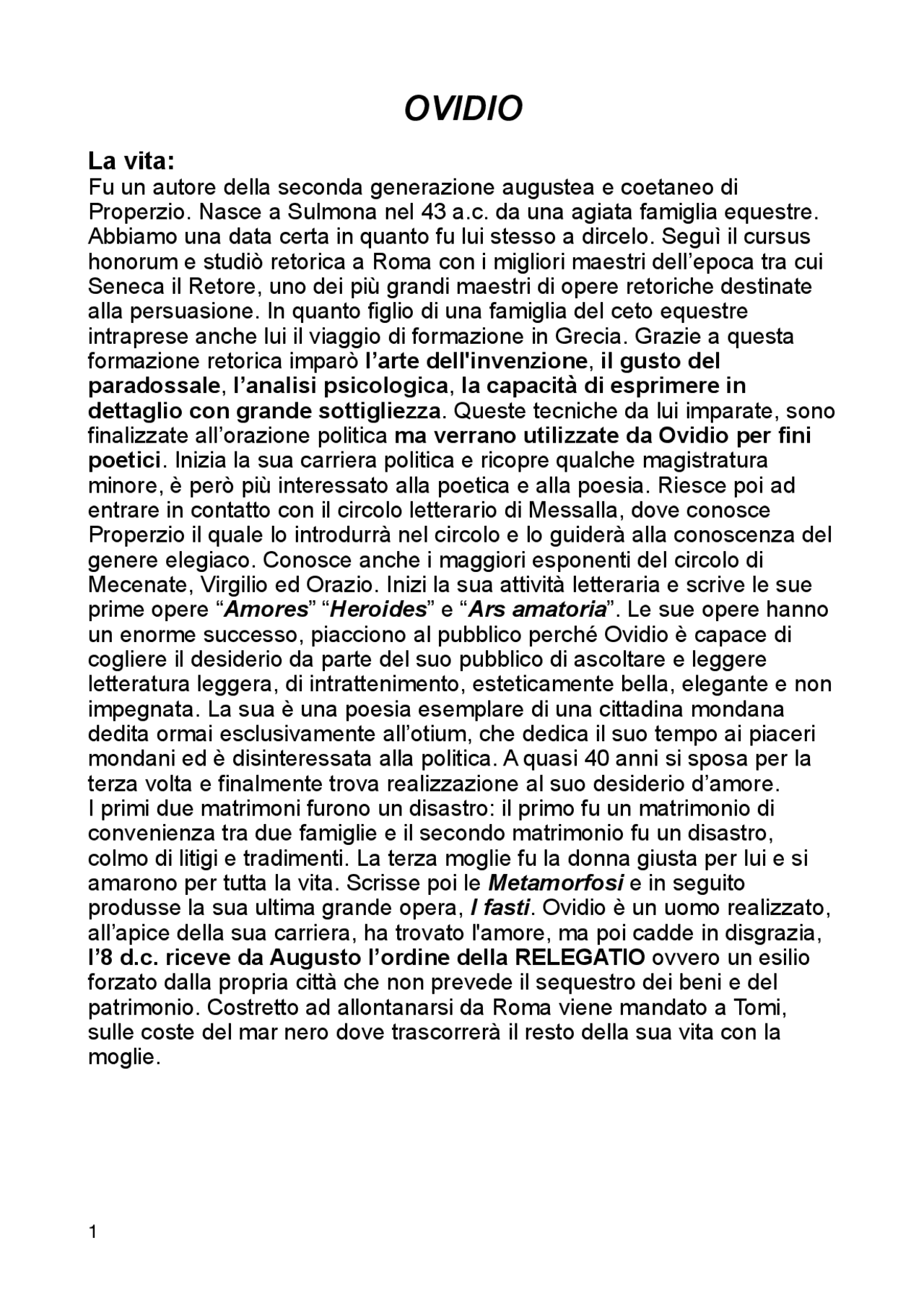 Ovidio Pensiero E Opere Appunti Di Latino Docsity