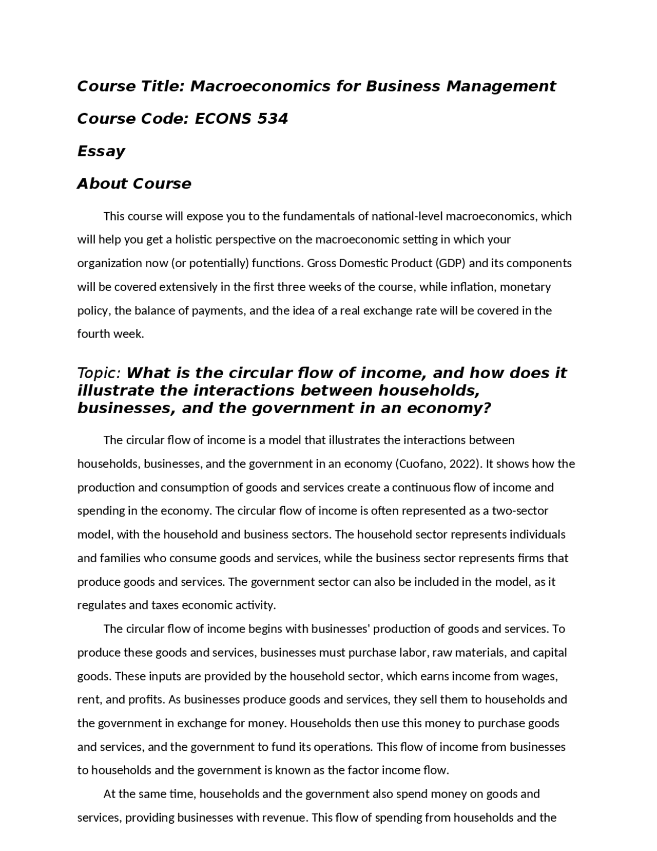 What is the circular flow of income, and how does it illustrate the ...