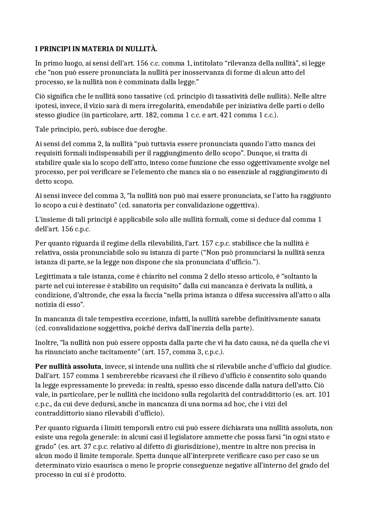 I PRINCIPI IN MATERIA DI NULLITA | Schemi e mappe concettuali di ...