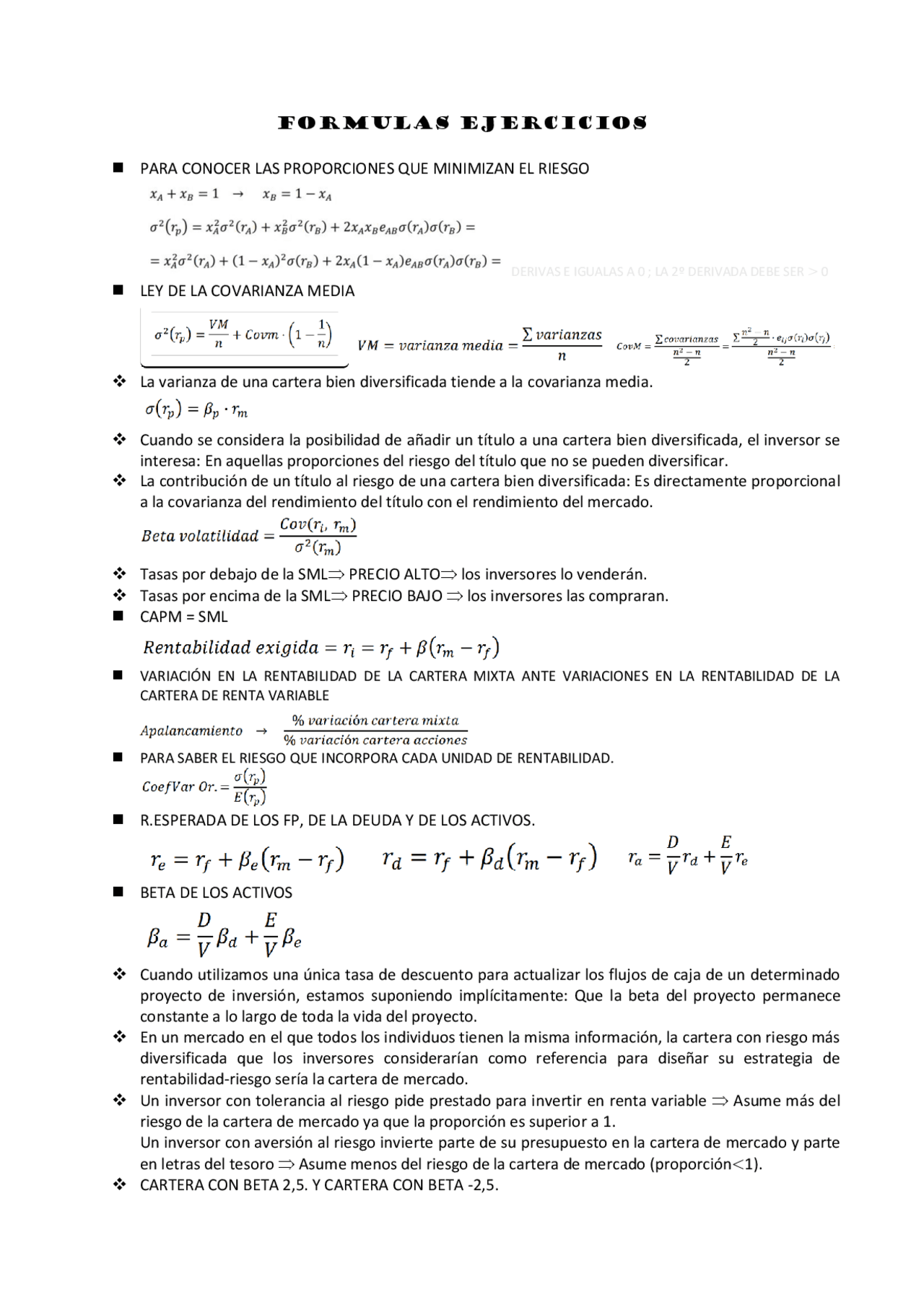 Formulas direccion financiera | Esquemas y mapas conceptuales de ...