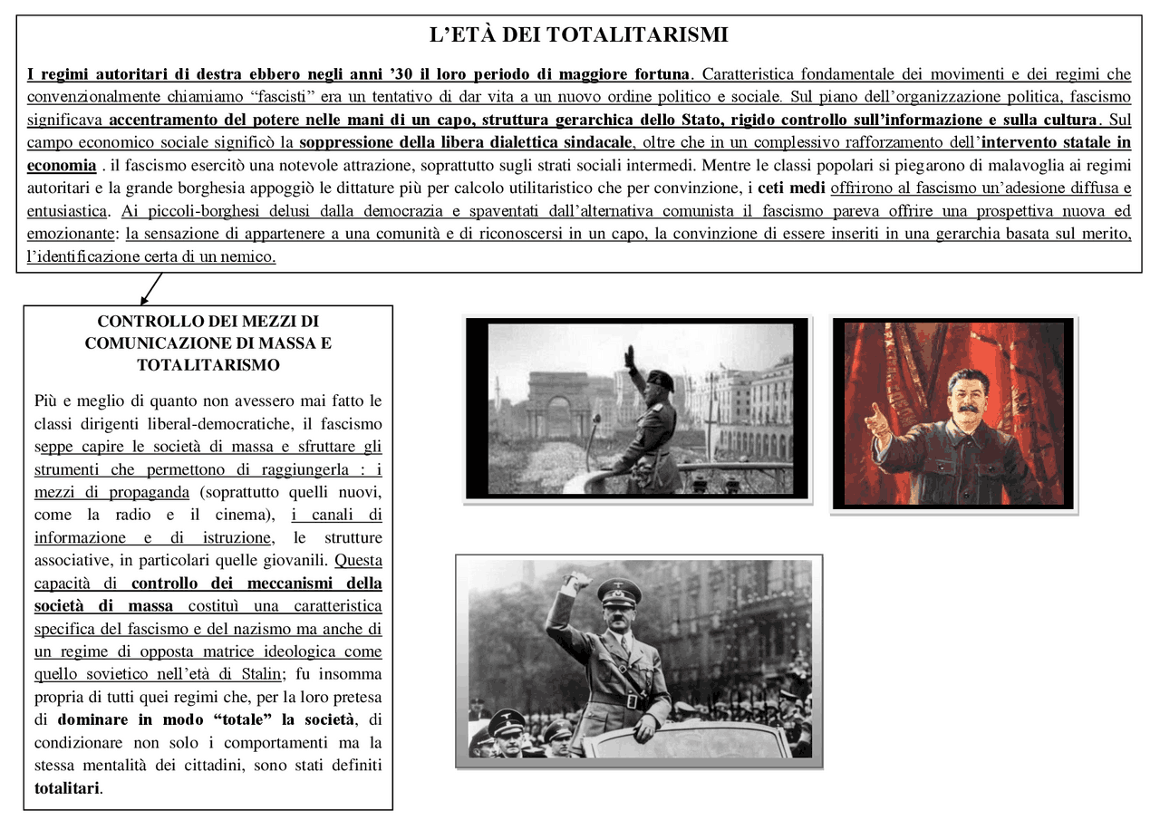 LetÀ Dei Totalitarismi Appunti Di Storia Docsity