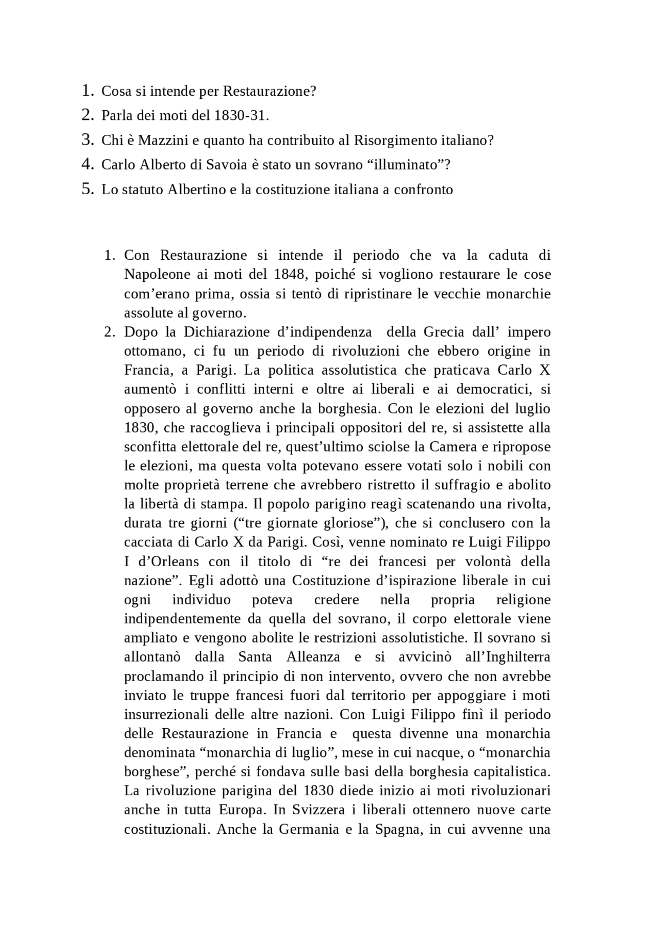 Domande E Risposte Di Storia Dispense Di Storia Docsity
