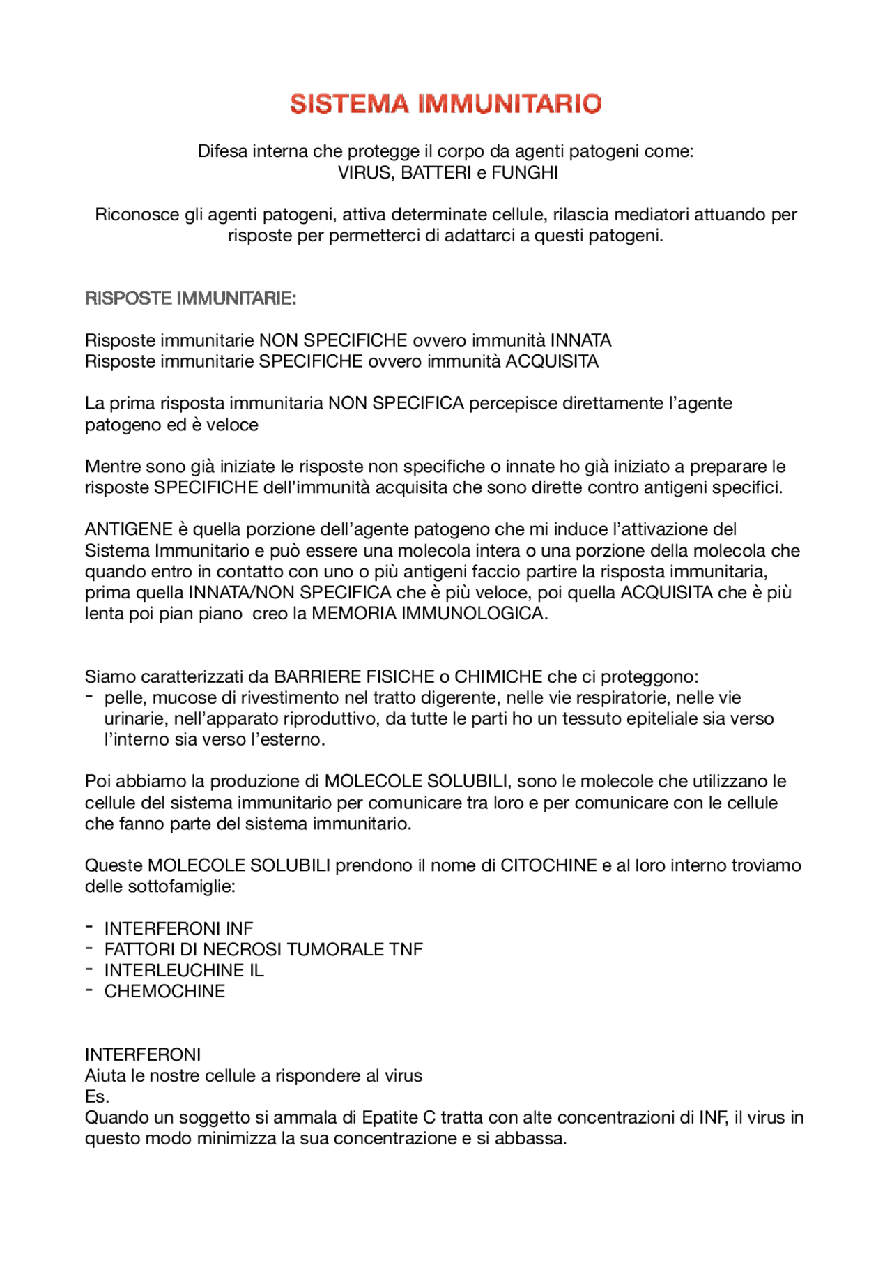Sistema Immunitario Ii Parziale Biologia Appunti Di Biologia Docsity