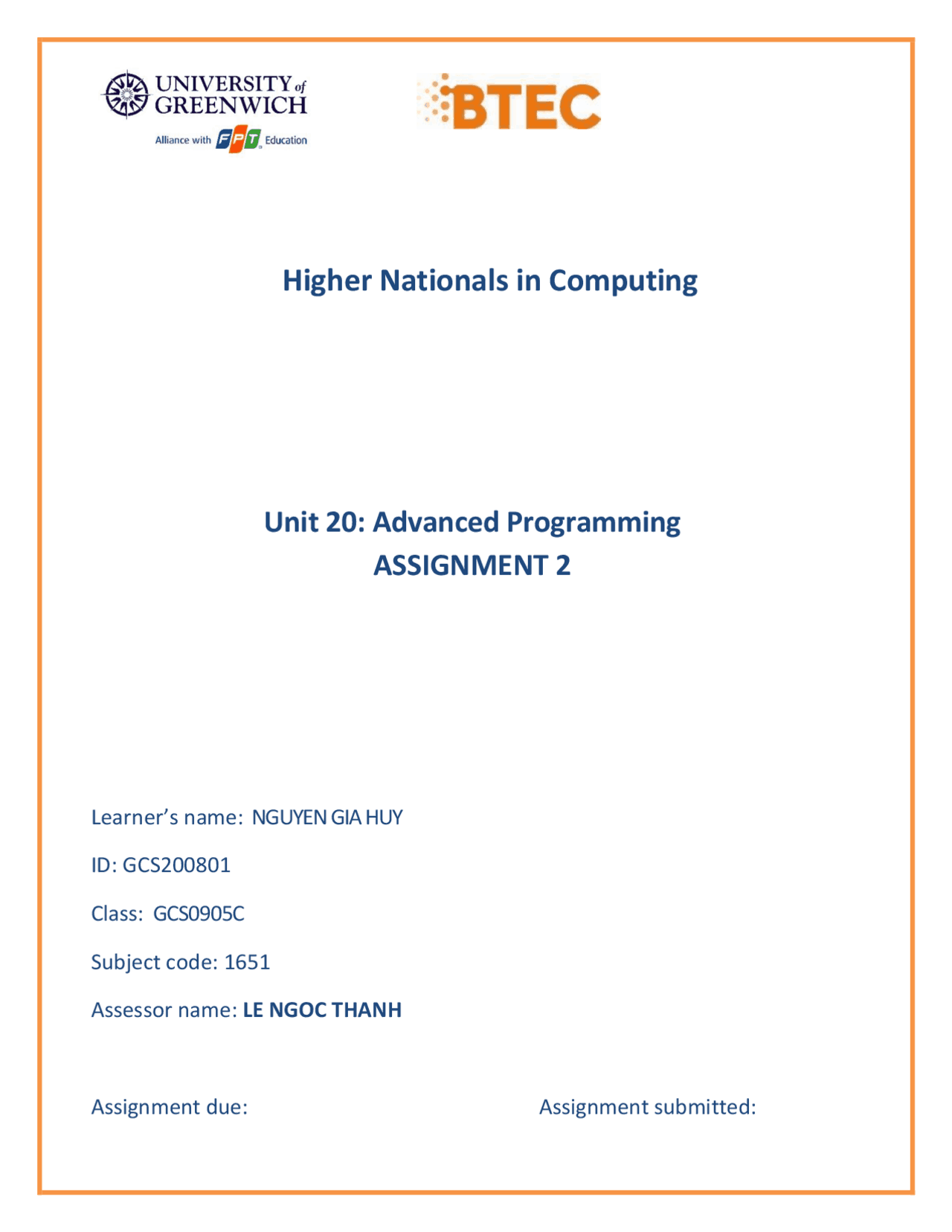 Advanced Programming Assignment 2 Pass Assignments Advanced Algorithms Docsity 0895