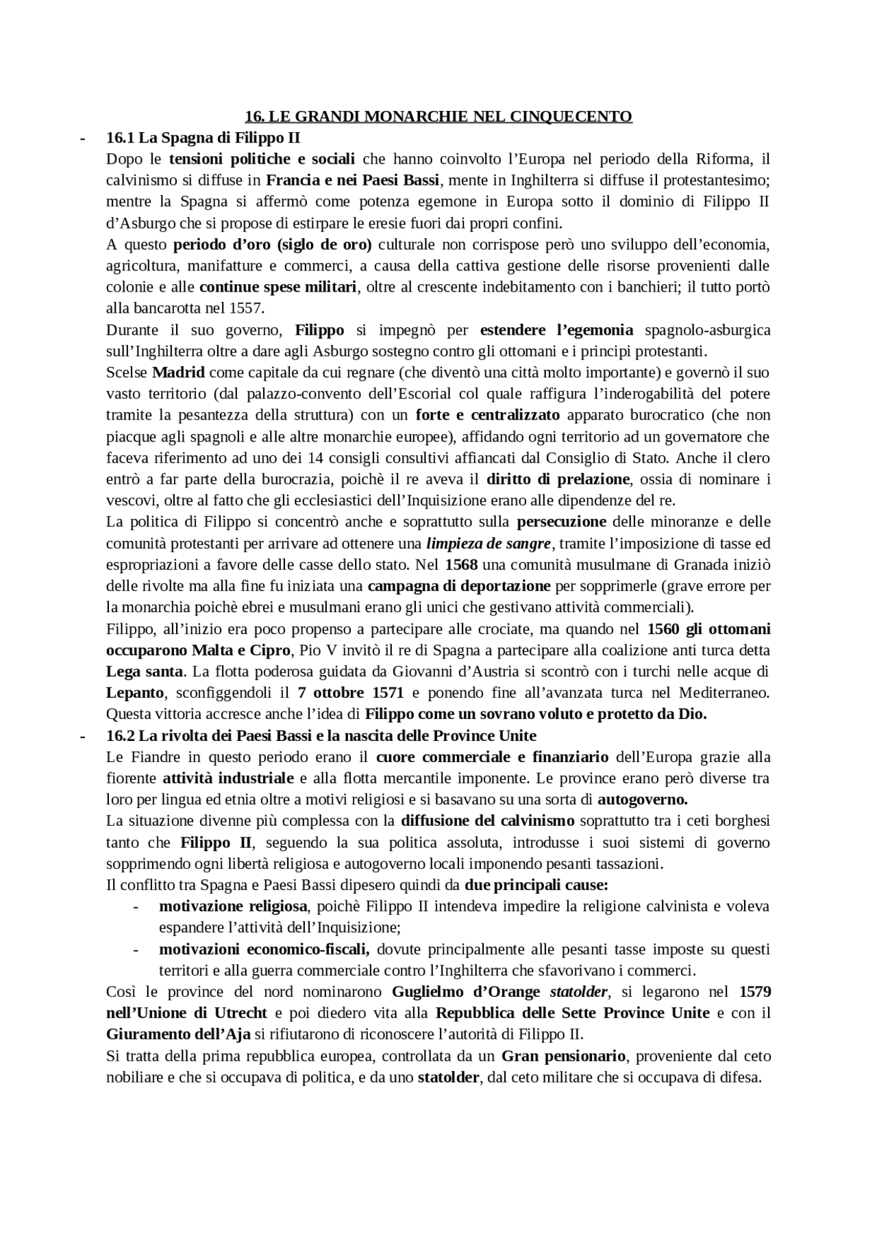 Cinquecento E Seicento Appunti Di Storia Docsity