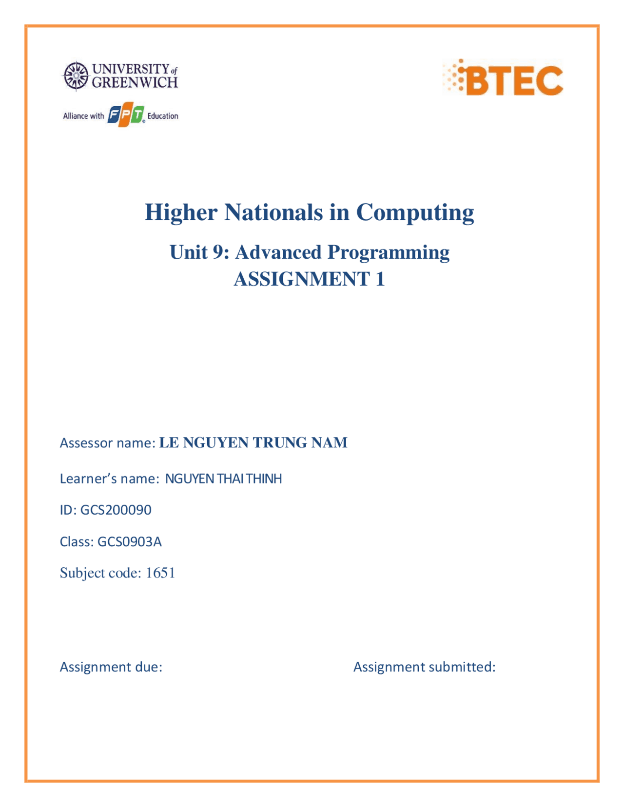 Assignment 2 Advanced Programming Pass Assignments Advanced