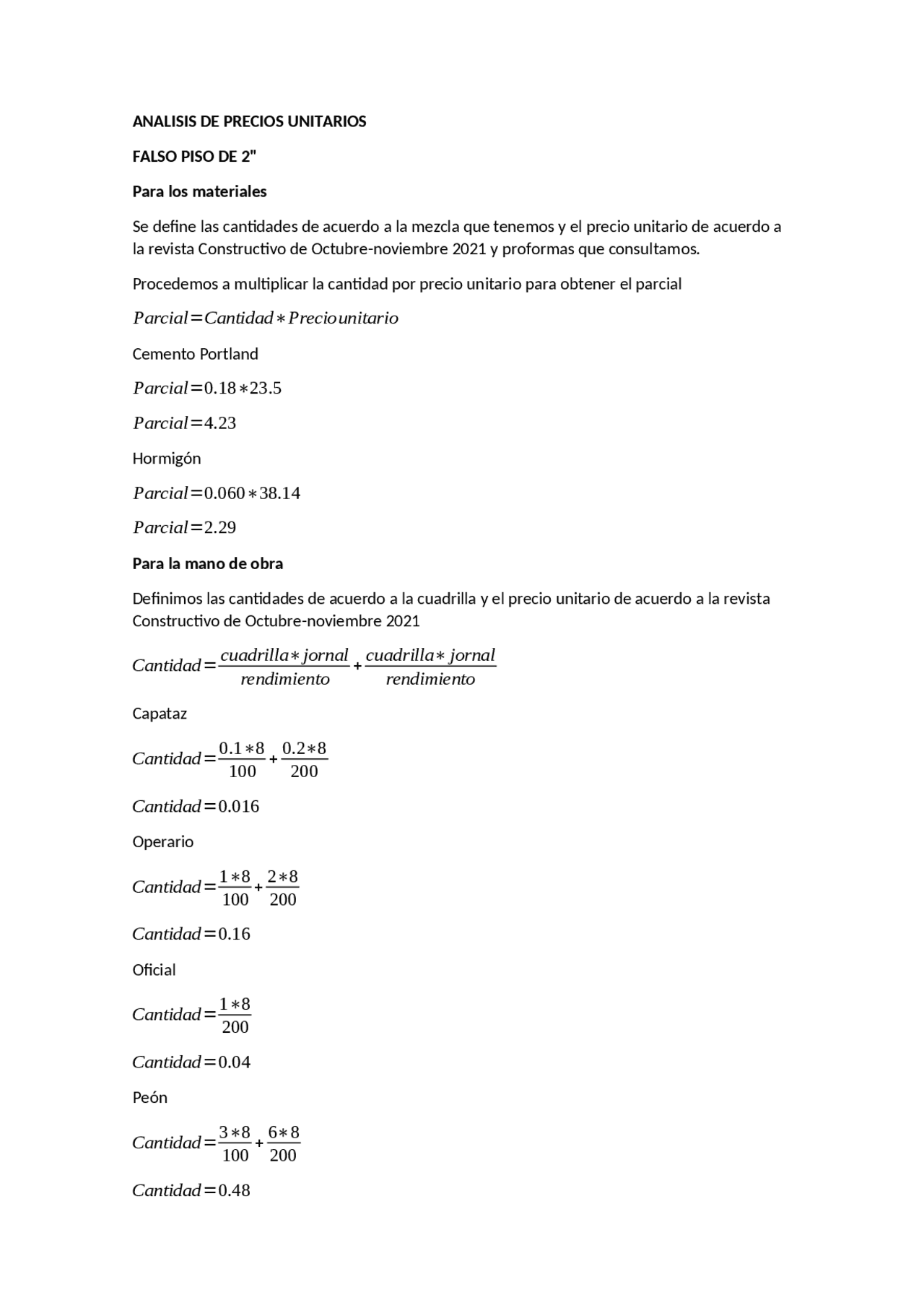 Calculo de Apu GRUPO 6 COSTOS Y PROGRAMACIÓN | Ejercicios de Ingeniería ...