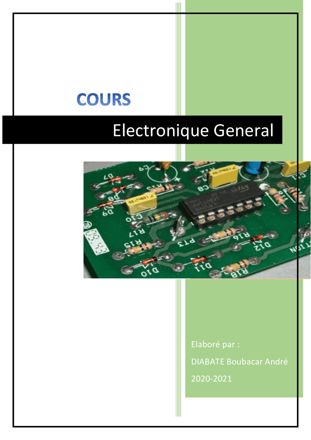 Cours d'électronique général partie 1 | Study Guides, Projects, Research Electronics | Docsity