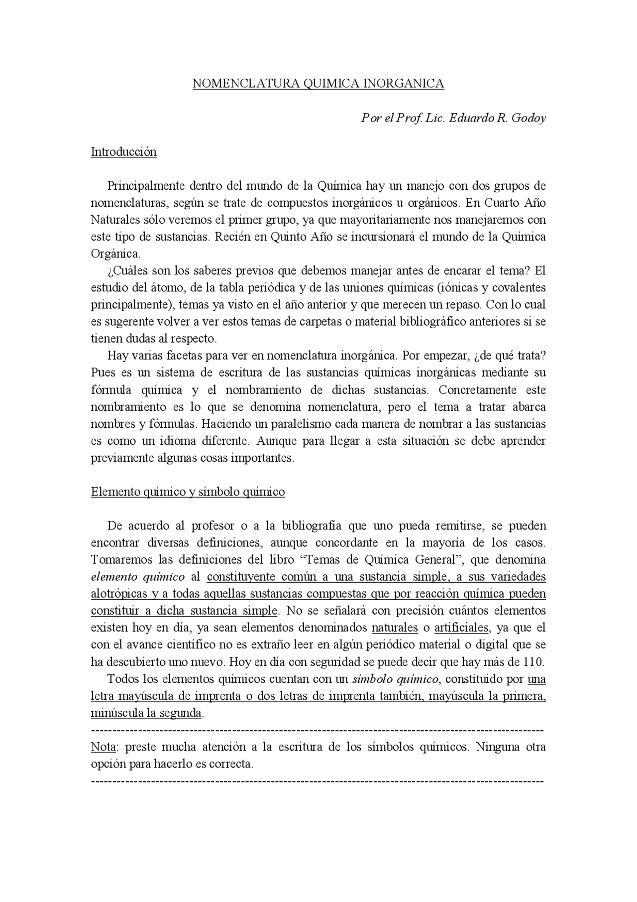 Apuntes De Nomenclatura Apuntes De Química Docsity