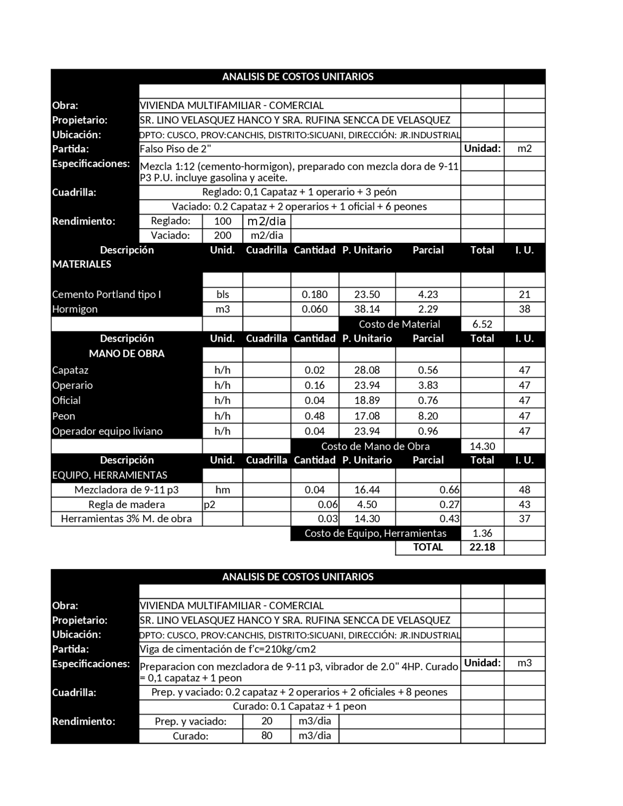 Calculo de Apu GRUPO 6 COSTOS Y PROGRAMACIÓN | Ejercicios de Ingeniería ...