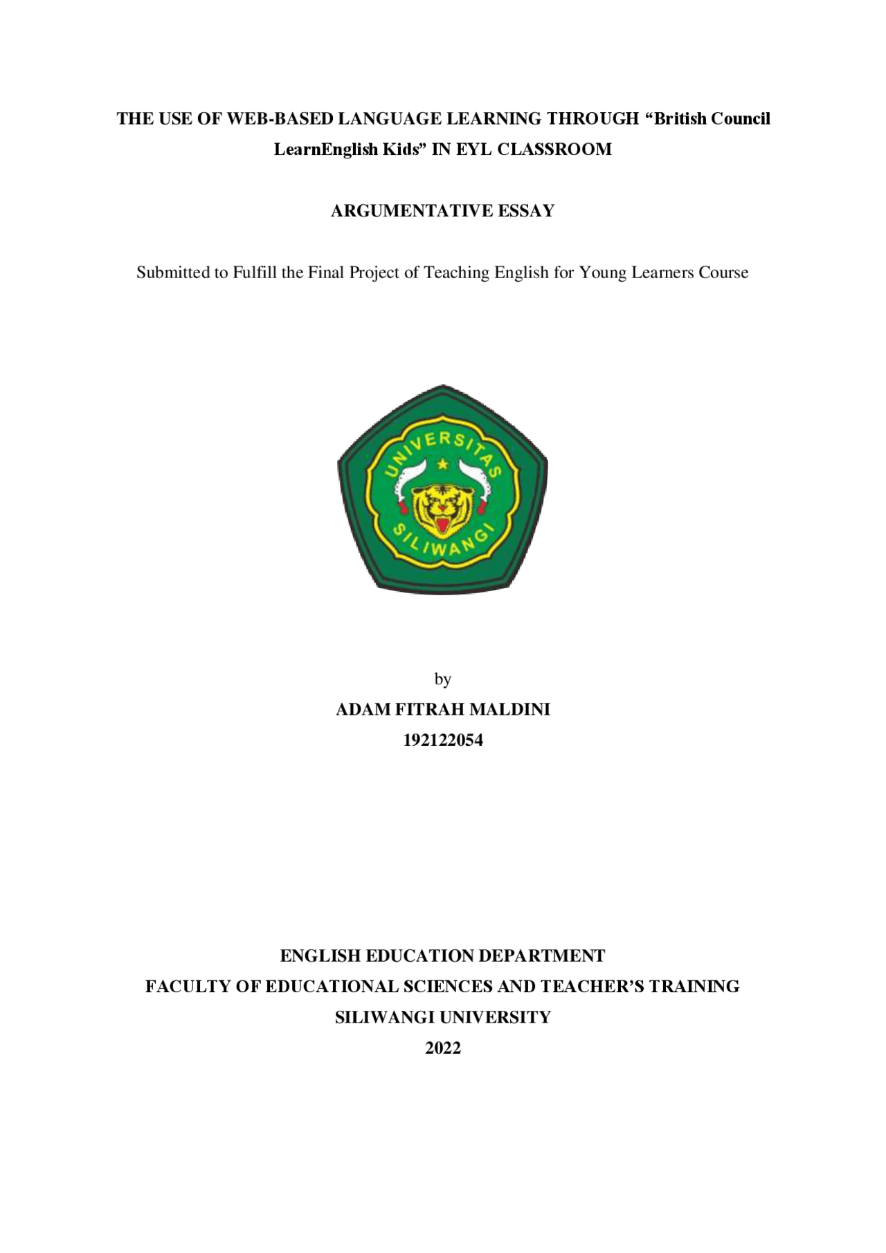 Argumentative Essay titled The Use of Web-Based Language Learning ...