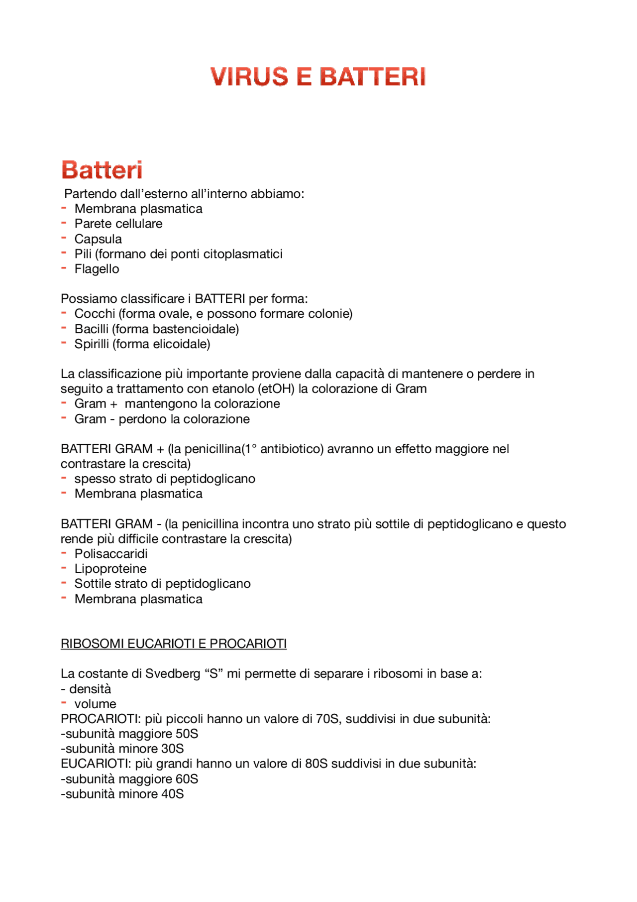 Virus E Batteri Ii Parziale Biologia Appunti Di Biologia Docsity