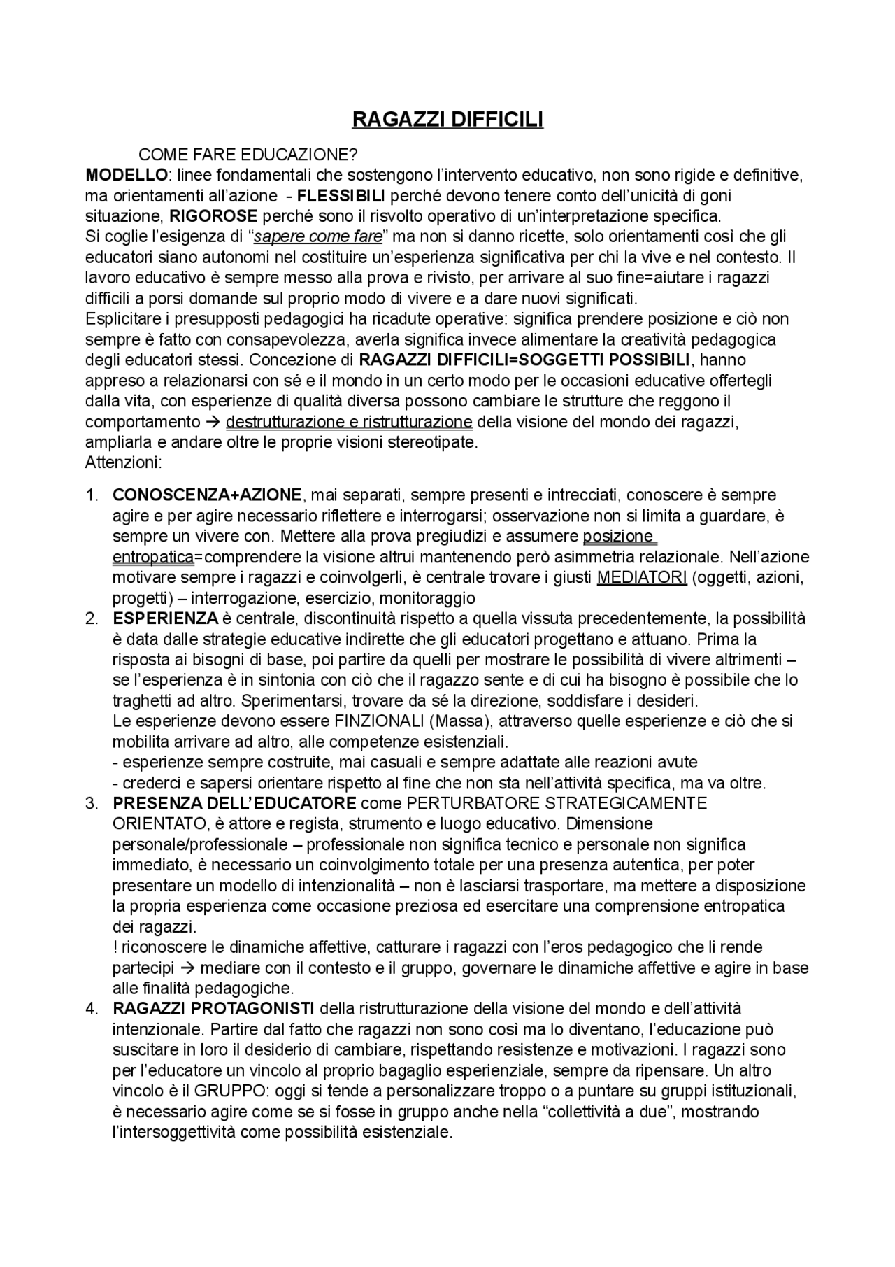 Riassunto Ragazzi Difficilipedagogia Interpretativa E Linee D