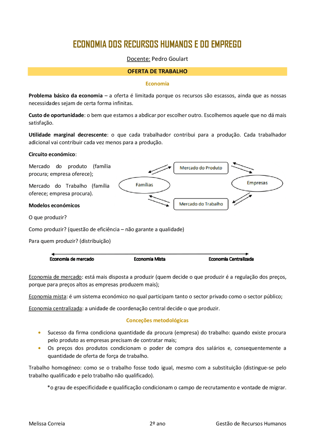 Resumos De Economia Dos Recursos Humanos E Do Emprego Resumos