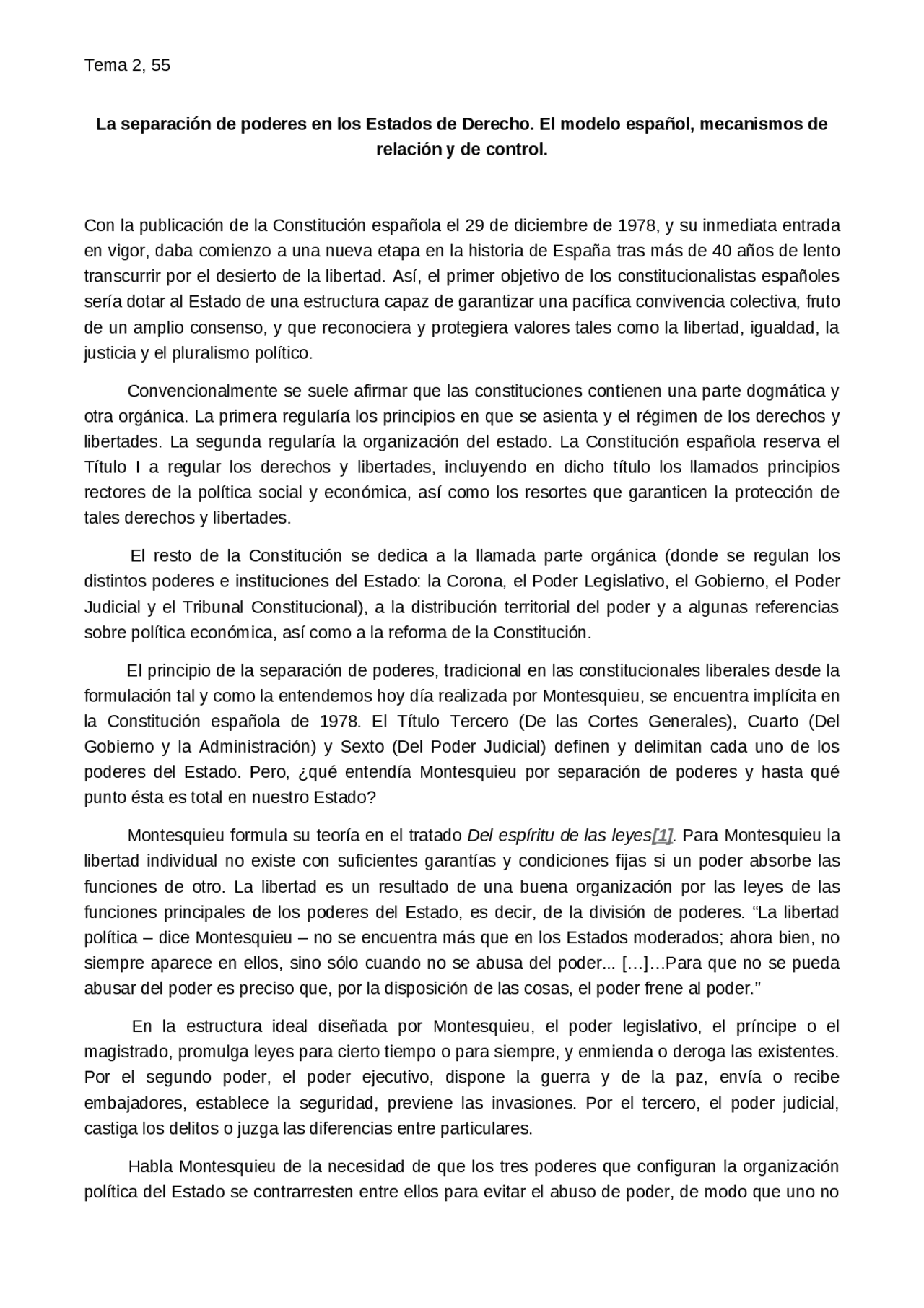 Separación De Poderes Apuntes De Derecho Constitucional Docsity