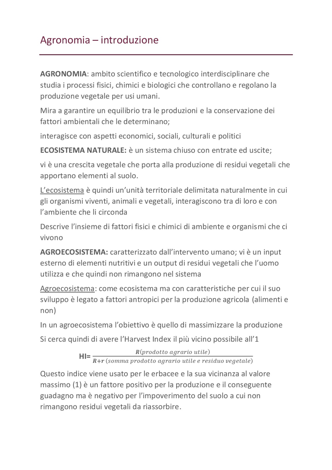 Introduzione Allagronomia Appunti Di Agronomia Docsity