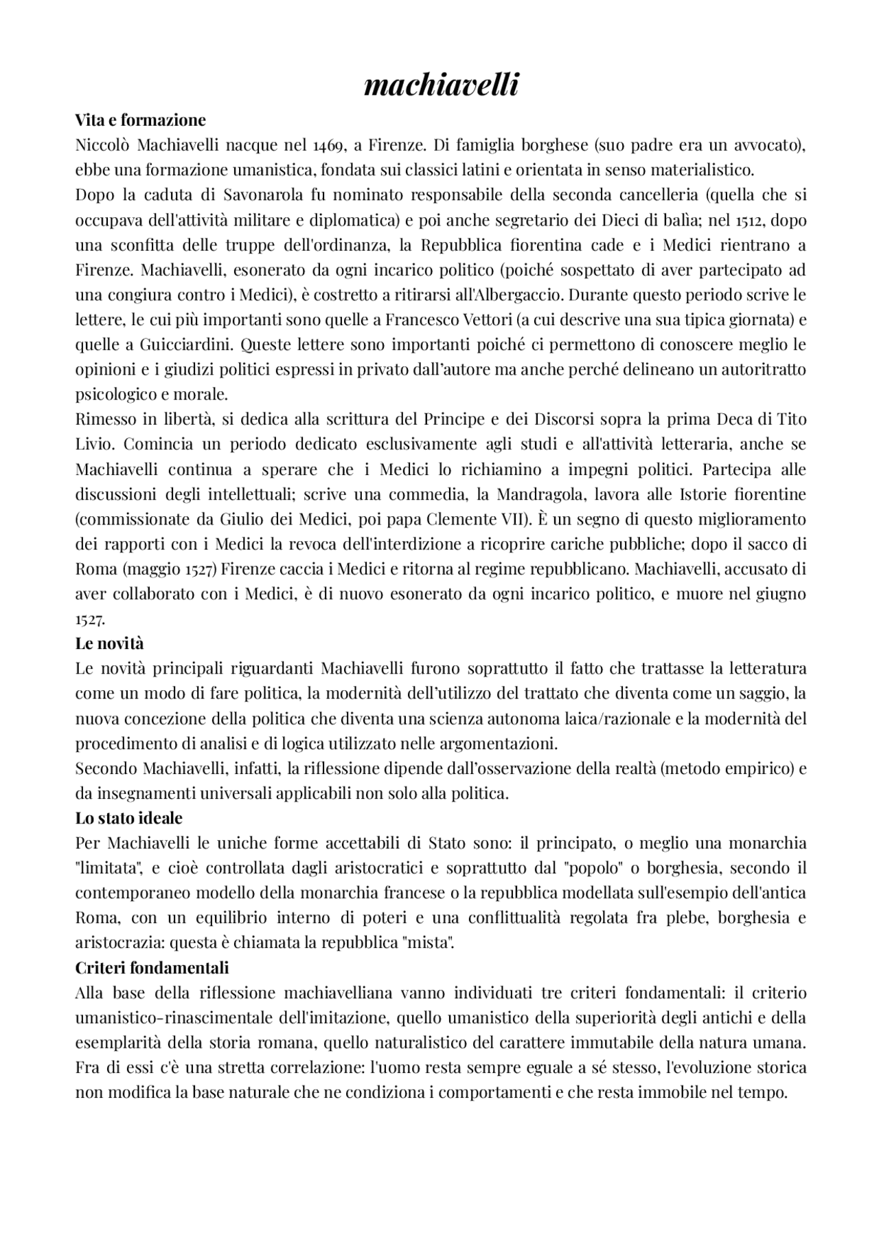 Riassunti Machiavelli Appunti Di Italiano Docsity