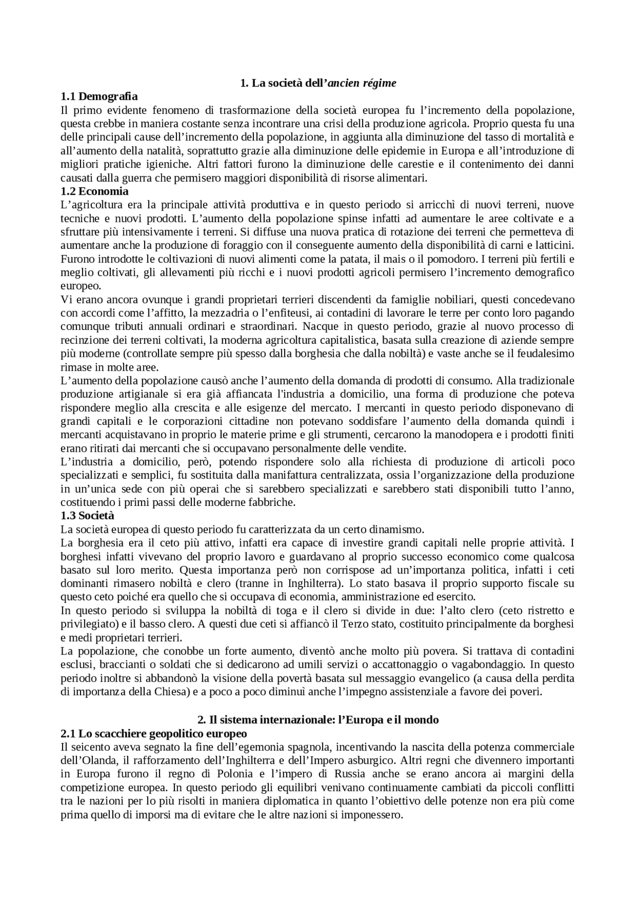 Settecento E Illuminismo Appunti Di Storia Docsity