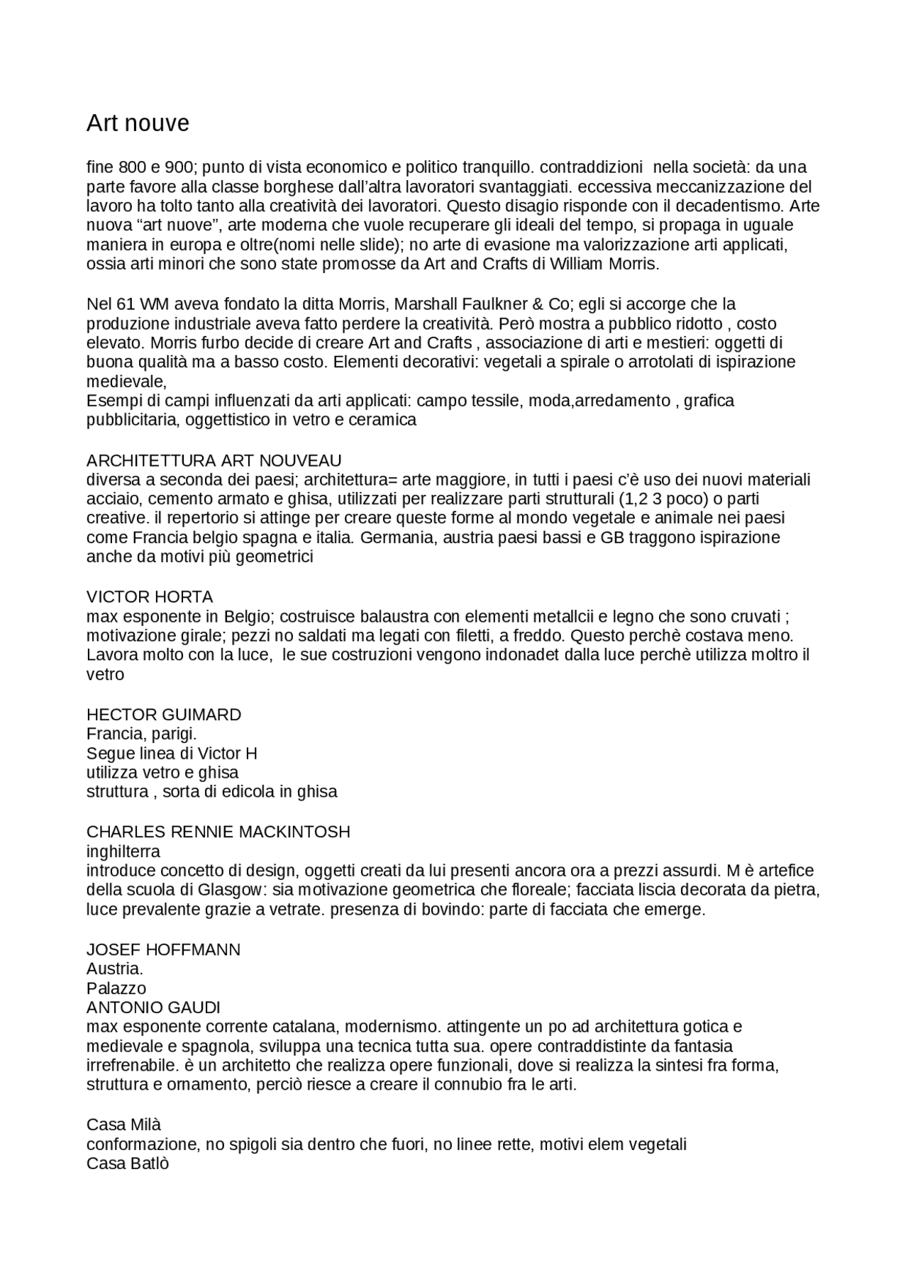 Riassunti Art Nouve Liceo Appunti Di Storia Dellarte Docsity