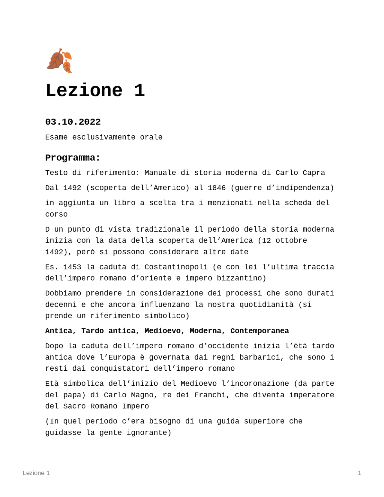 Lezione 1 Storia Moderna Appunti Di Storia Moderna Docsity