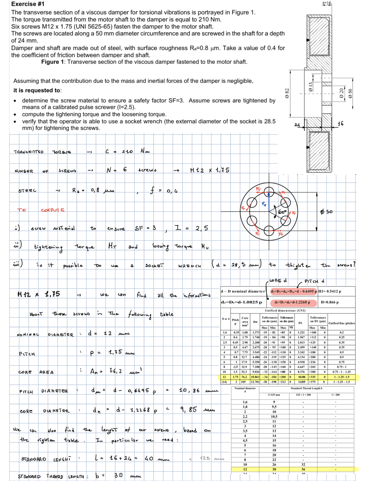 Tutorial 02 FMD - threaded fasteners | Esercizi di Costruzione Di ...