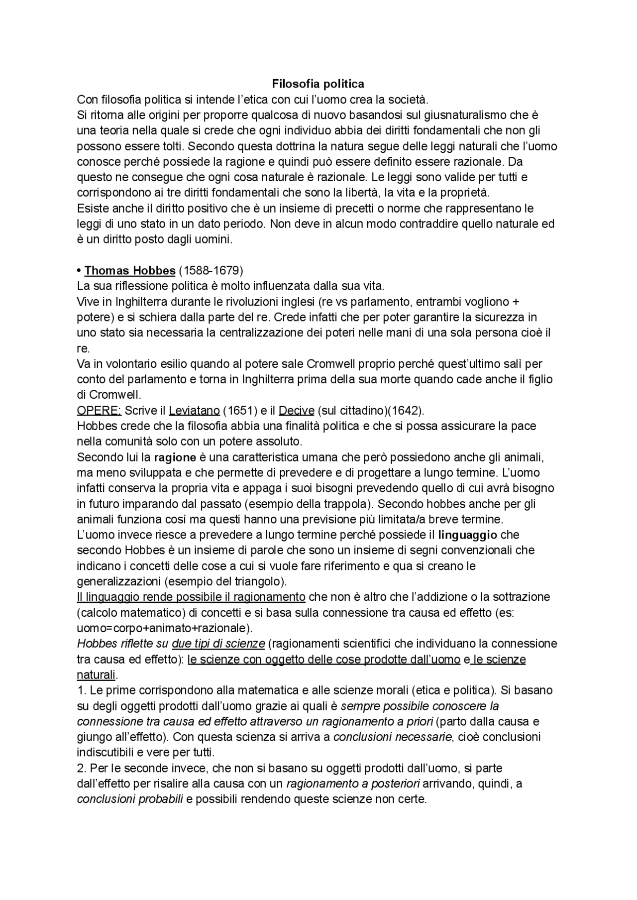 Thomas Hobbes, John Locke e Jean-Jaques Rousseau | Appunti di Filosofia ...