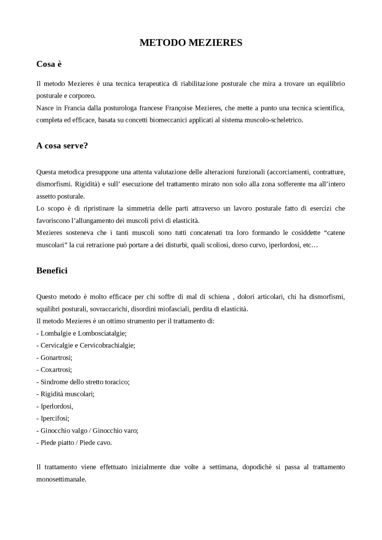 Caratteristiche fondamentali del metodo Mezieres | Schemi e mappe ...