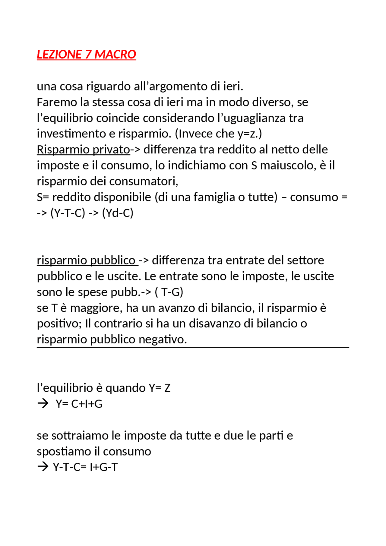 Appunti Macroeconomia Settima Lezione Appunti Di Macroeconomia Docsity