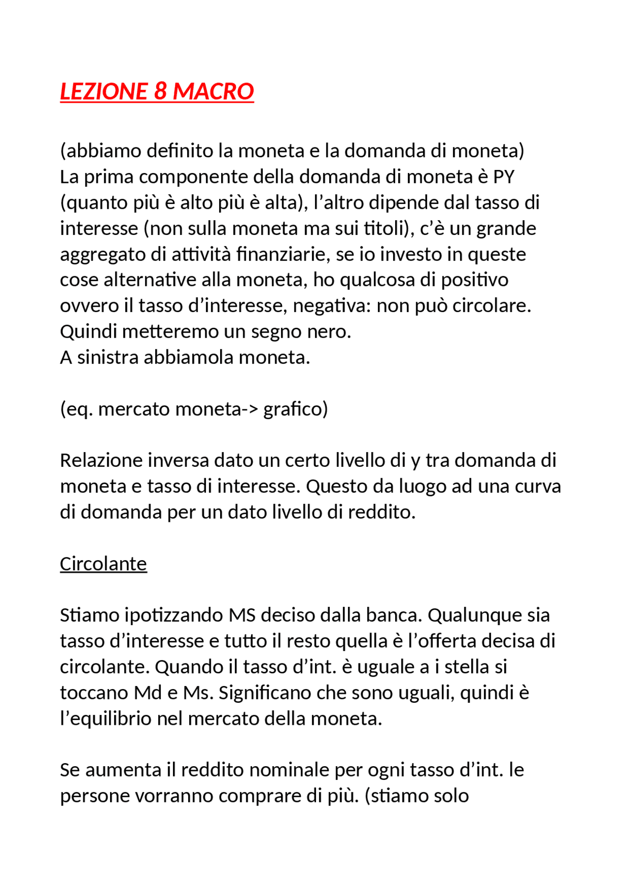 Appunti Macroeconomia Ottava Lezione Appunti Di Macroeconomia Docsity