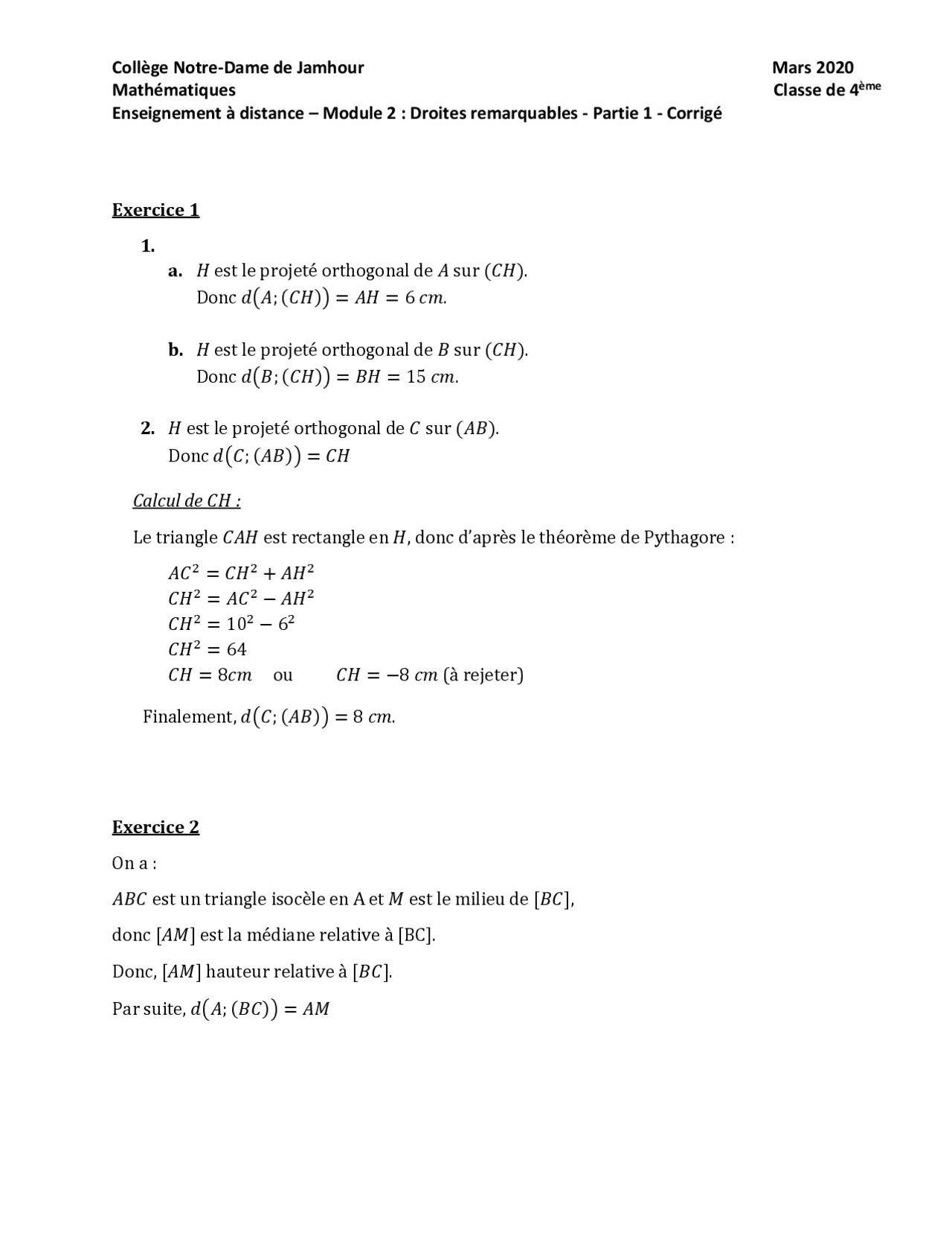 Exercices to help you oractice geometry | Cheat Sheet Mathematics | Docsity