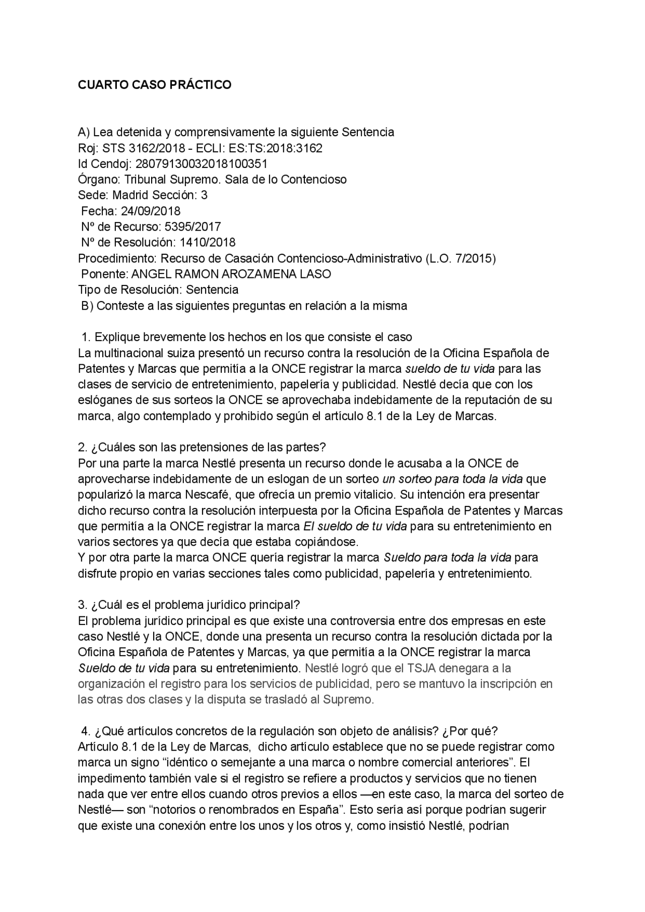 Práctica Derecho Laboral Ejercicios De Derecho Laboral Docsity