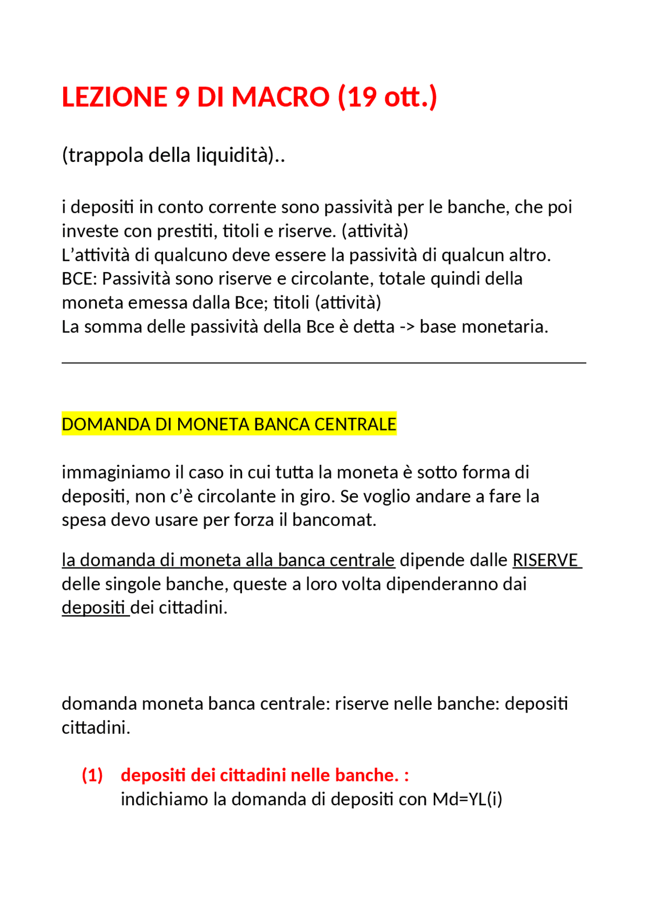 Appunti Macroeconomia Nona Lezione Appunti Di Macroeconomia Docsity