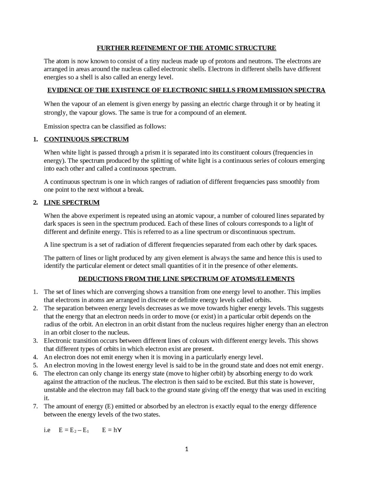 Refinement Of Atomic Structure Summaries Chemistry Docsity